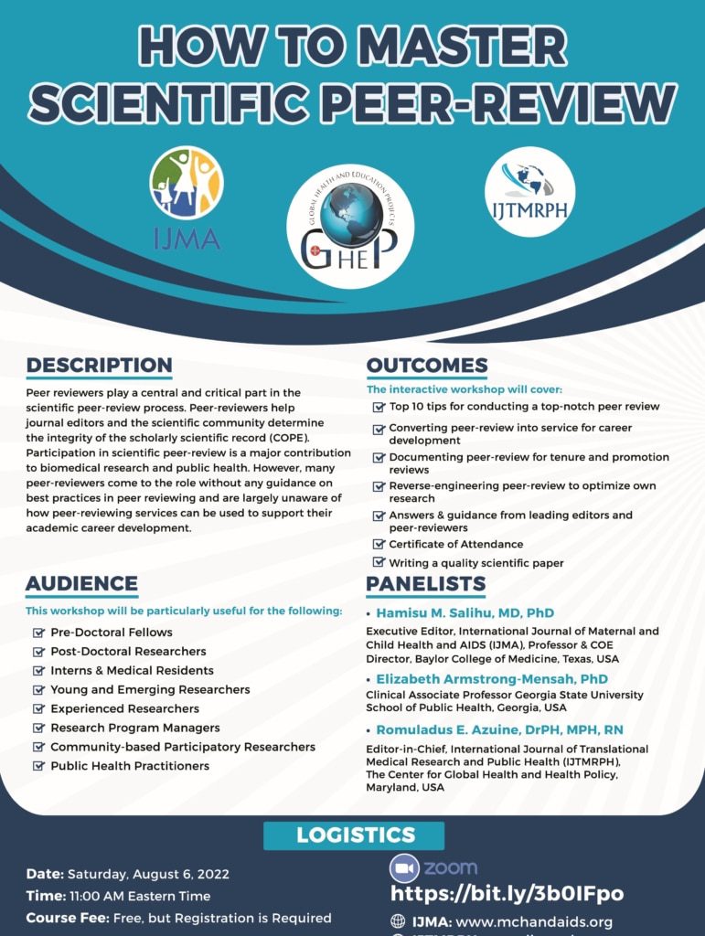 Scientific Peer Review Workshop - Global Health and Education Projects ...